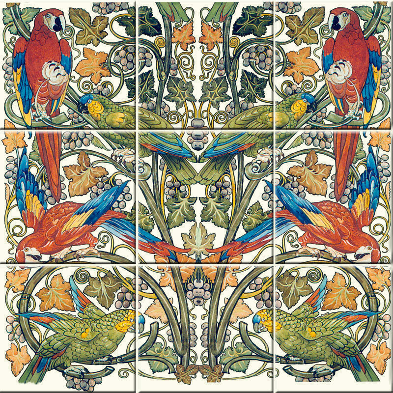William De Morgan Parrot Backsplash